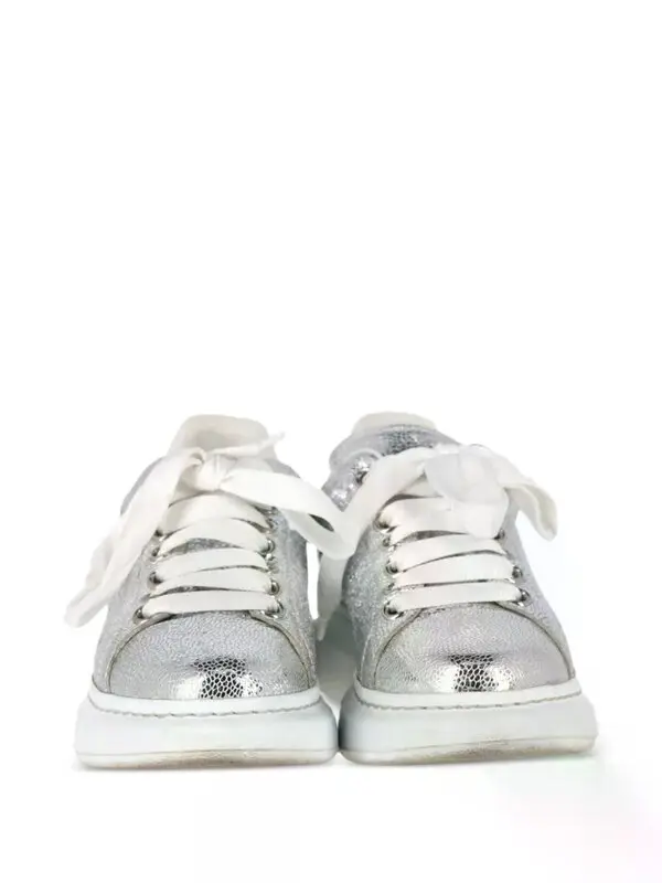 Alexander McQueen Tone Leather Lace-up Sneakers - Silver