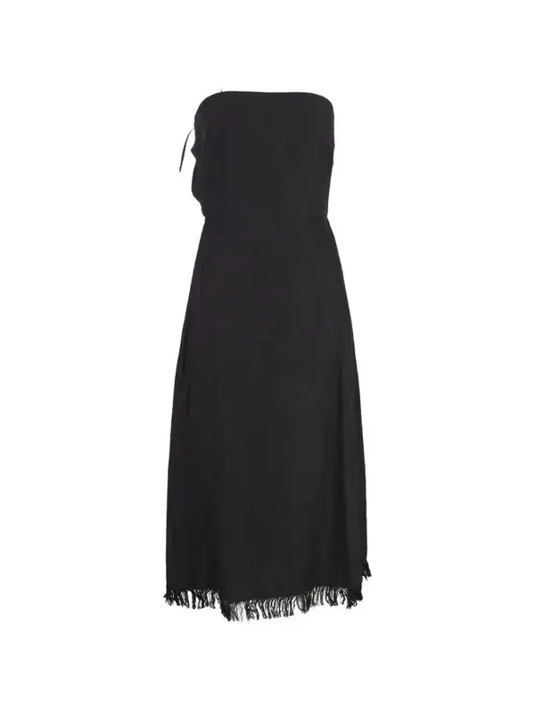 Theory Fringed Strapless Midi Dress - Black