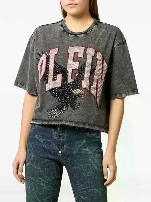 Philipp Plein Eagle-print Cropped T-shirt