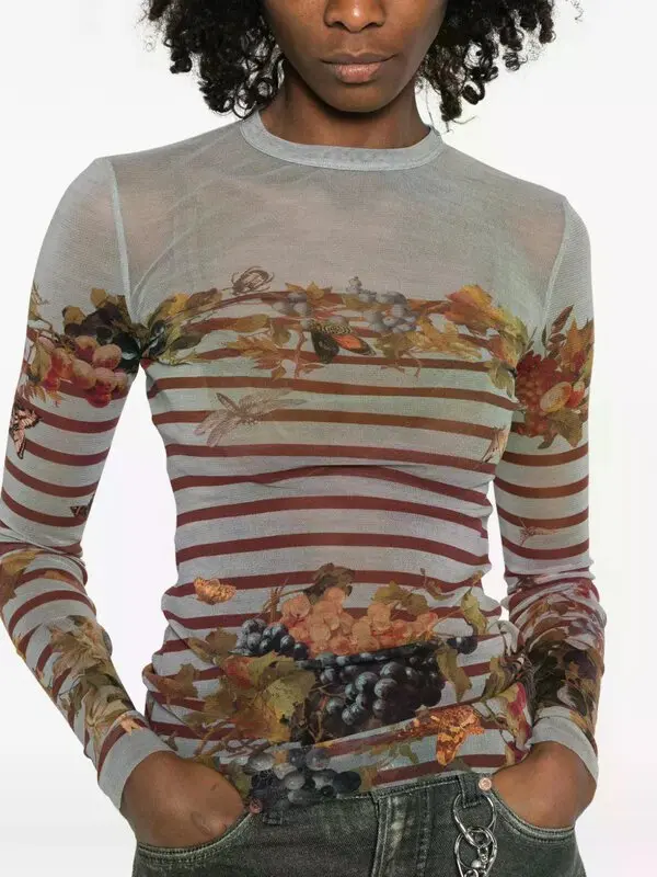 JEAN PAUL GAULTIER Marinière Striped Grape-print Top