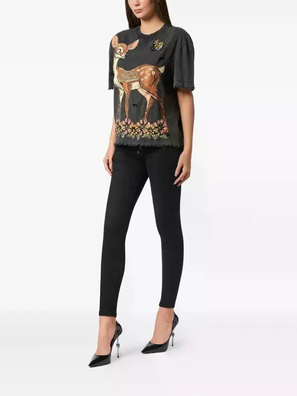 Philipp Plein Deer Print Sequin Embellished T-shirt - Black