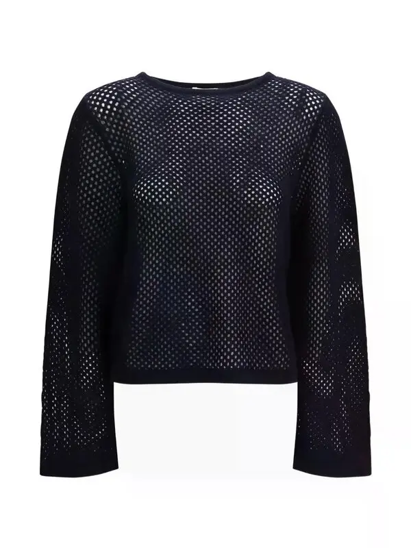 ALLUDE Boatneck Knit Sweater - Black