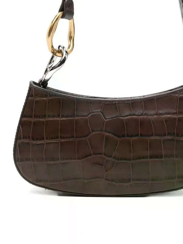 Staud Ollie Croc Effect Shoulder Bag - Brown