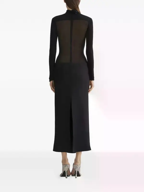 MUGLER High-neck Long-sleeve Dress With Back Slit