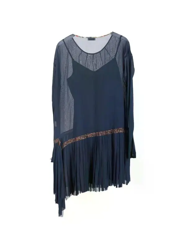 Dries Van Noten Sheer Pleated Asymmetric Dress