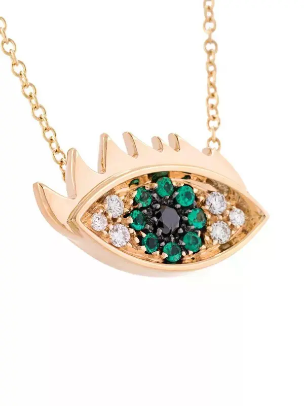 Delfina Delettrez 18kt Champagne Gold Eye Motif Diamond And Emerald Necklace