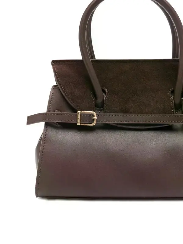 Simkhai Small River Suede-panel Buckled Tote Bag - Brown