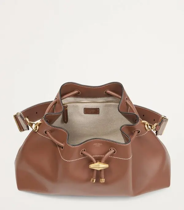 JIMMY CHOO Medium Leather Bucket Bag With Drawstring