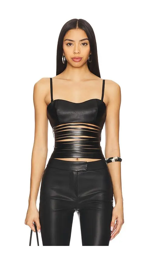 NIIHAI Leather Lazer Top - Black