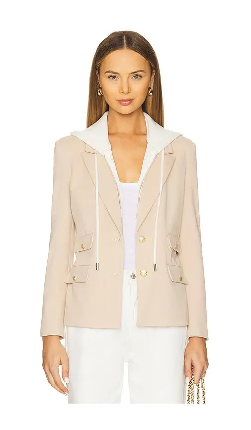Central Park West Nautical Dickey Blazer With Attached Hoodie