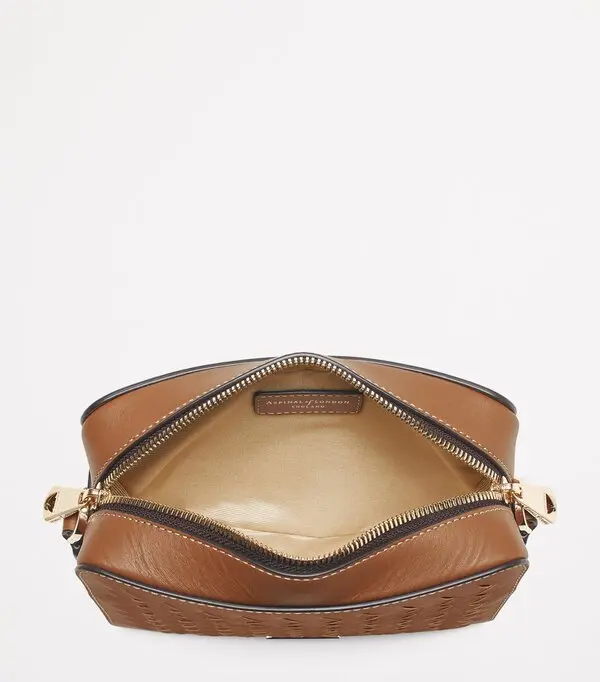 ASPINAL OF LONDON Leather Slot Weave Camera Bag - Brown