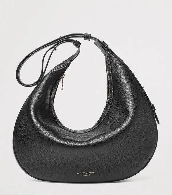 ASPINAL OF LONDON Large Soho Crescent Cross-body Bag - Black