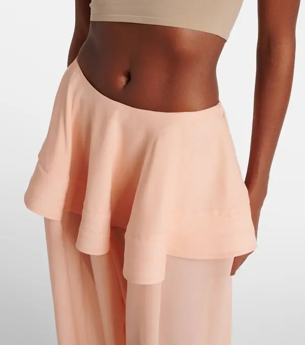 Alaïa Wide-leg Ruffle Detail Viscose Trousers