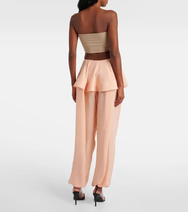 Alaïa Wide-leg Ruffle Detail Viscose Trousers