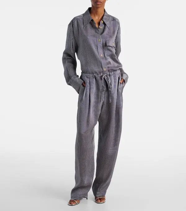 Khaite Trenton Striped Straight Pants