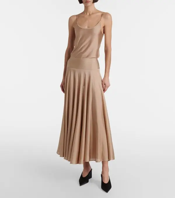 Alaïa Pleated Maxi Skirt In Clair
