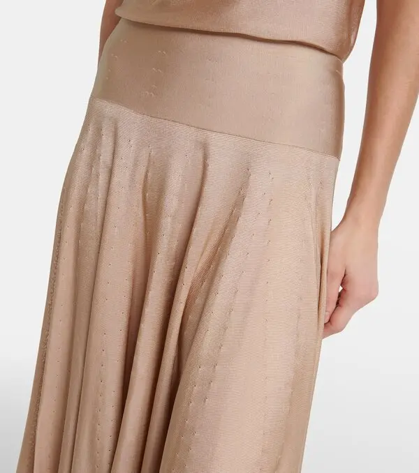 Alaïa Pleated Maxi Skirt In Clair