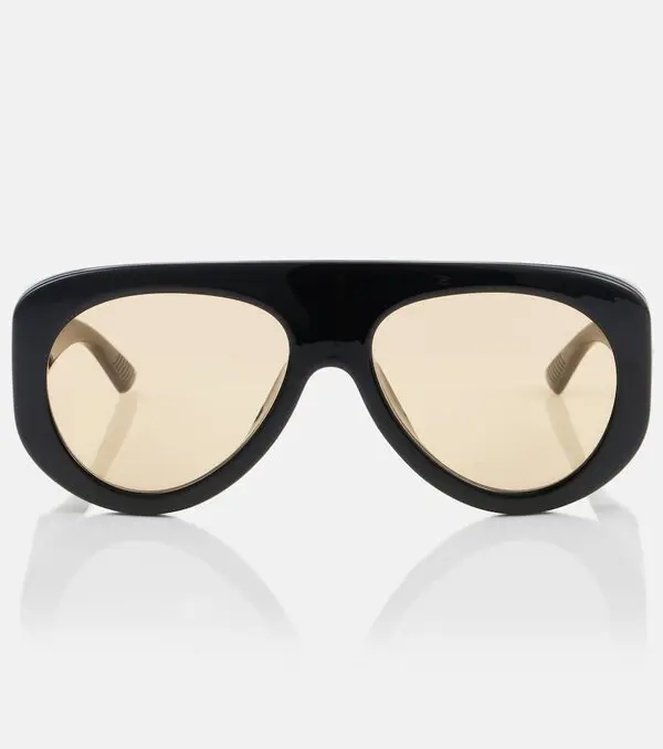 Bottega Veneta Flat-top Aviator Sunglasses - Black