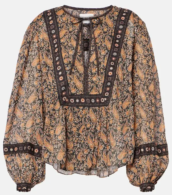 MARANT ETOILE Gayle Printed Cotton Voile Blouse