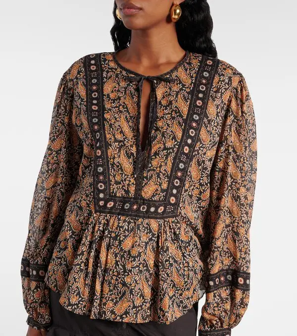 MARANT ETOILE Gayle Printed Cotton Voile Blouse