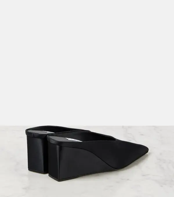 Alaïa Cube 75 Satin Wedge Mules - Blue