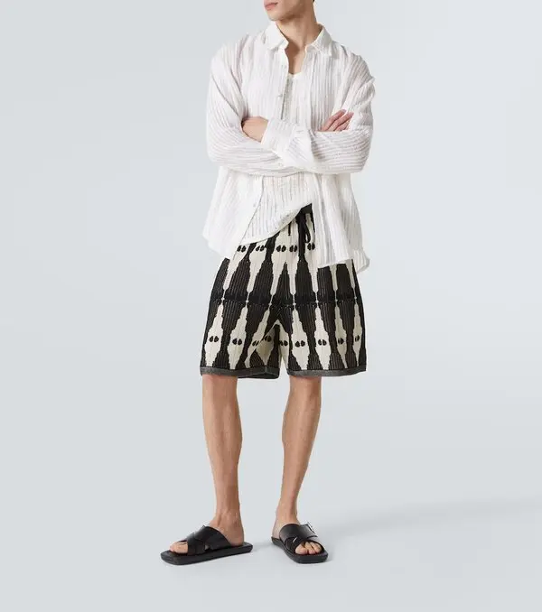 Commas Ritual Knitted Jacquard Shorts - Black