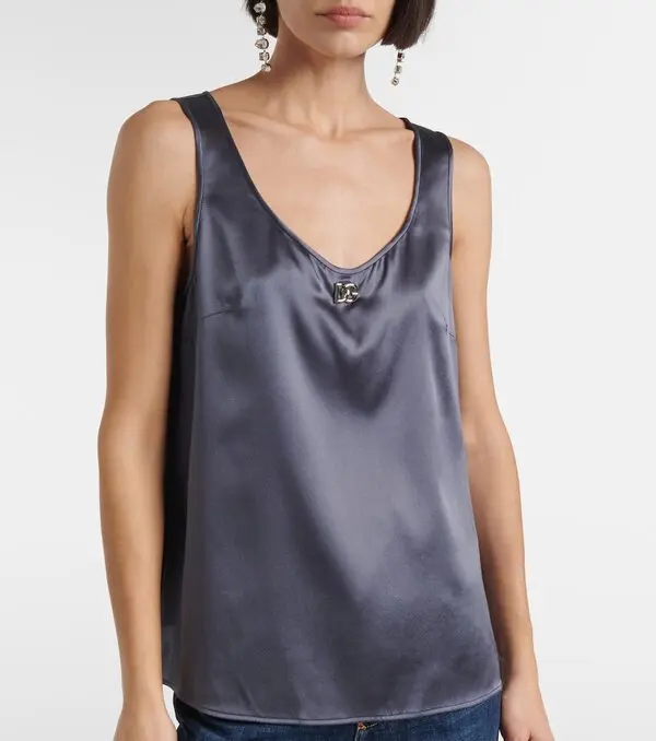 Dolce & Gabbana Silk-blend Top - Grey