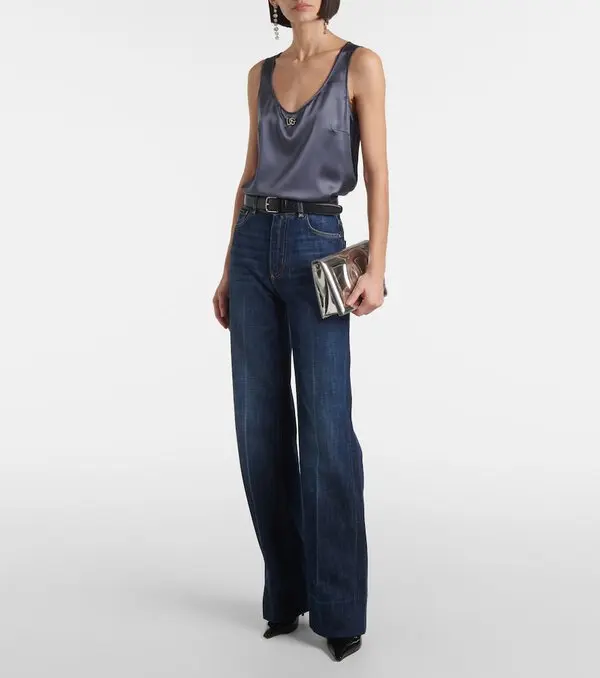 Dolce & Gabbana Silk-blend Top - Grey