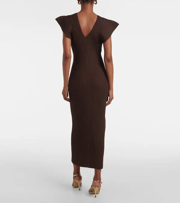 Altuzarra Trey Ruffled Ribbed-knit Gown - Brown