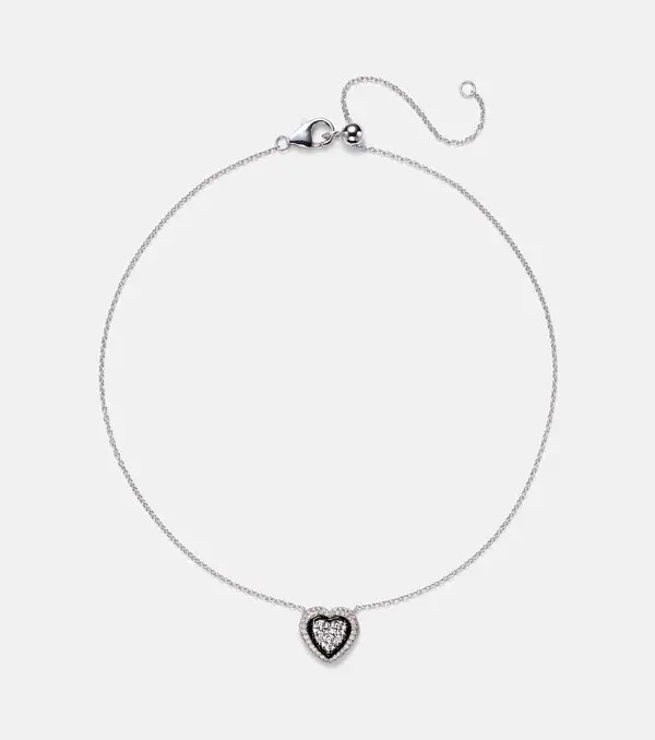 KAMYEN Heart Shaped Pendant Necklace With Diamonds - Silver