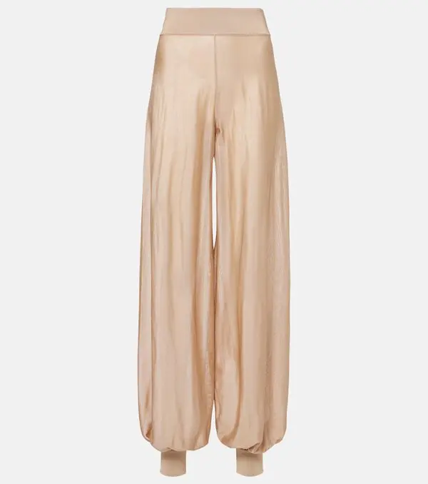 Alaïa Knitted Wide-leg Trousers - Beige