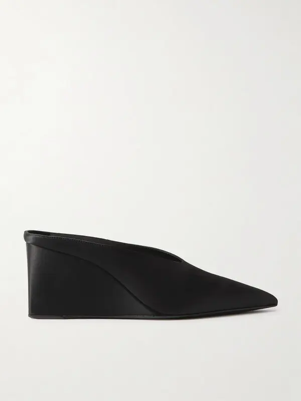 Alaïa Satin Pointed-toe Wedge Mules - Black