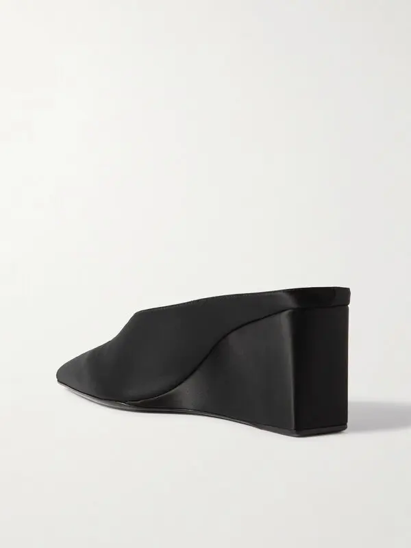 Alaïa Satin Pointed-toe Wedge Mules - Black