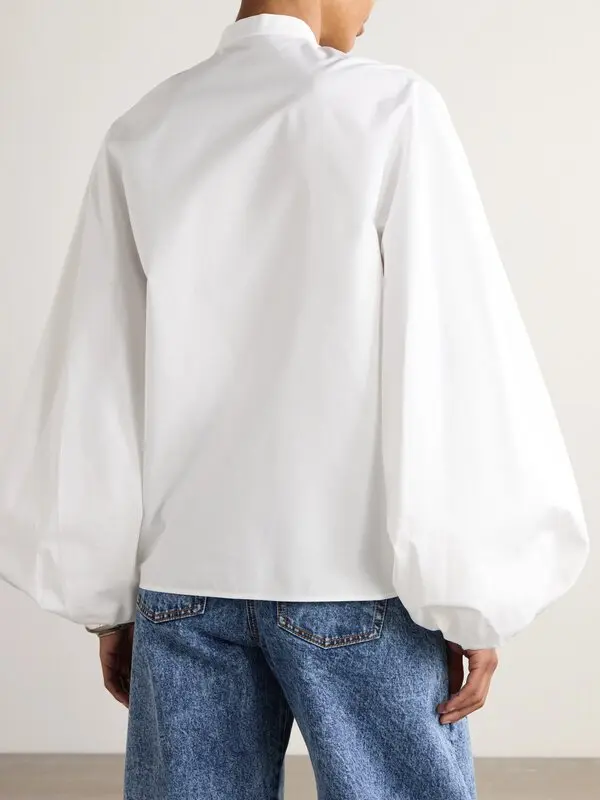 Alaïa Cotton Poplin Blouse With Voluminous Sleeves