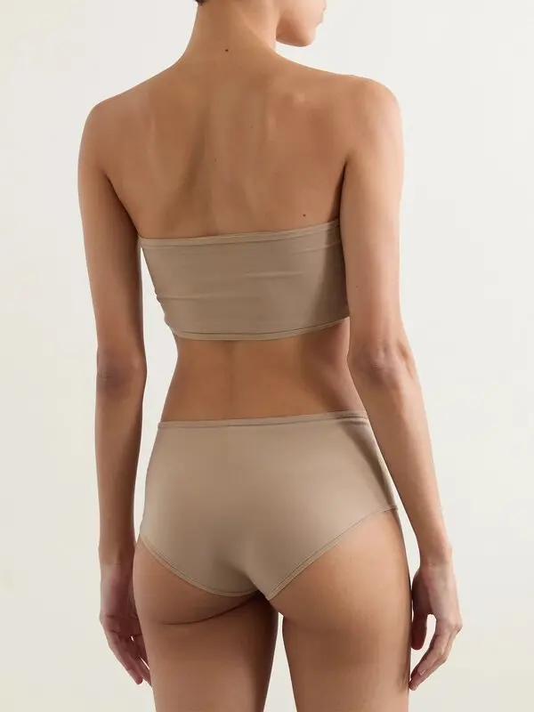 Alaïa Stretch-jersey Bandeau Bra And Briefs Set - Brown