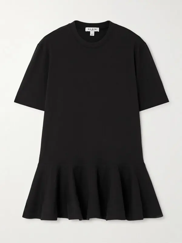 Alaïa Oversized Cotton-jersey Peplum T-shirt - Black