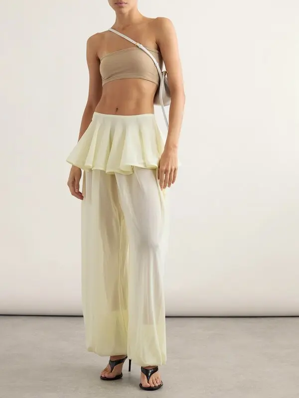 Alaïa Peplum Georgette Balloon Trousers - Yellow