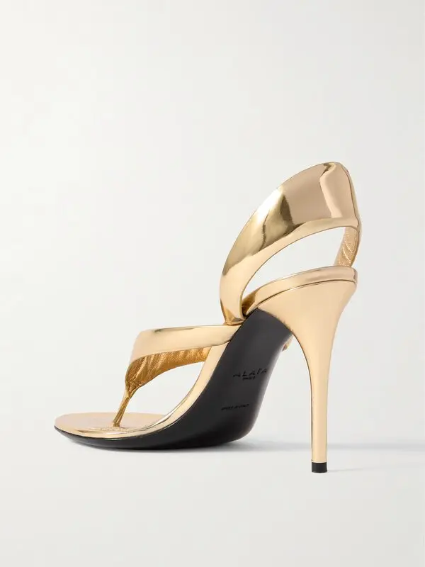 Alaïa Tong 90 Mirrored-leather Stiletto Sandals - Gold