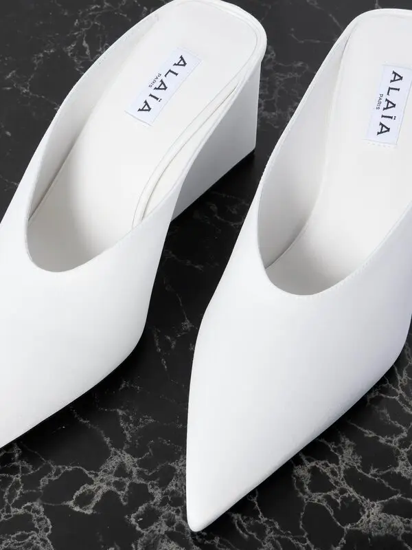 Alaïa Satin Point-toe Wedge Mules - White