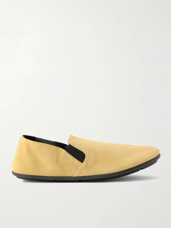 THE ROW Vincit Suede Slip-on Loafers - Yellow