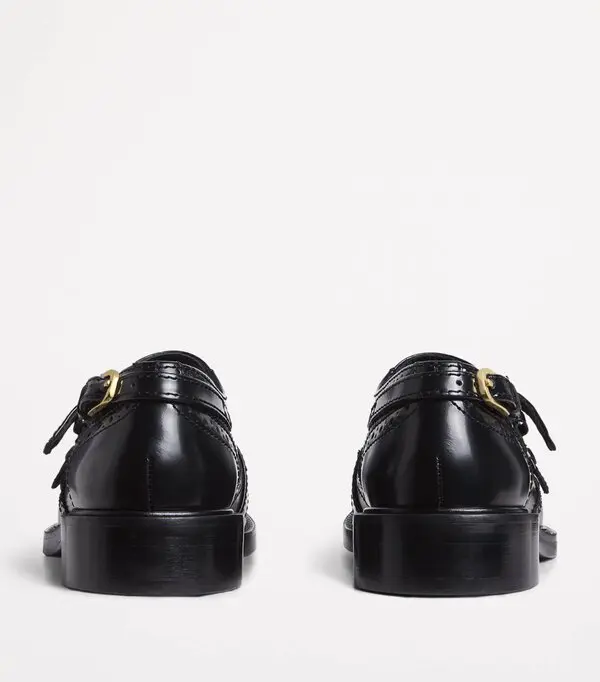 Sandro Leather Mary Jane Derby Shoes With Buckles - Black
