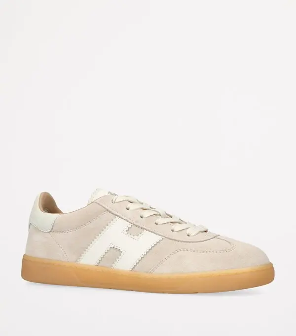 Hogan Suede 'h' Emblem Lace-up Sneakers - Beige