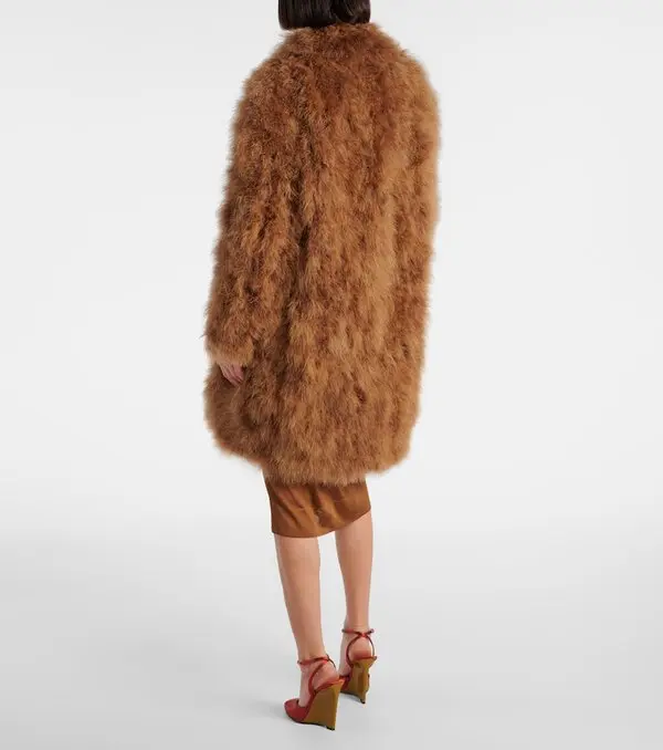 YVES SALOMON Feather Coat - Brown