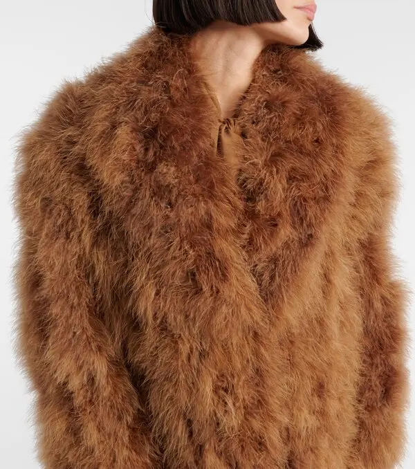 YVES SALOMON Feather Coat - Brown