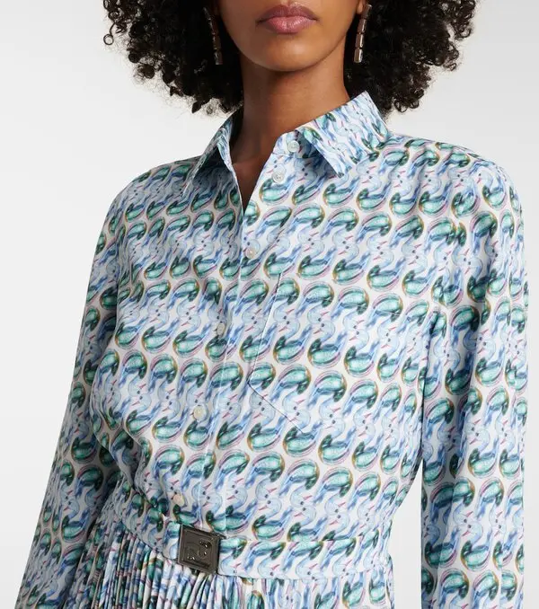 Tory Burch Printed Twill Midi Shirt Dress