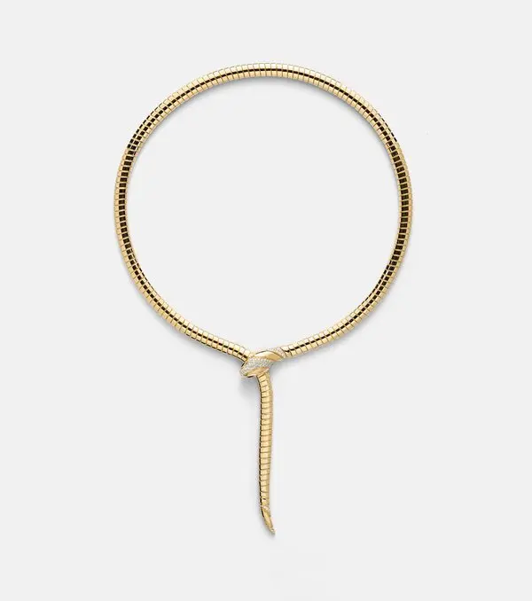 BVLGARI Serpenti Tubogas 18kt Yellow Necklace With Diamonds And Onyx - Gold