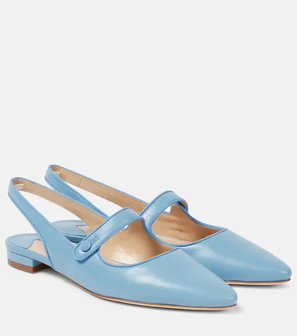 Manolo Blahnik Campariflatsli Leather Slingback Flats