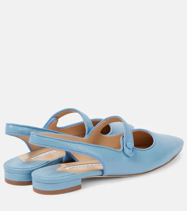 Manolo Blahnik Campariflatsli Leather Slingback Flats