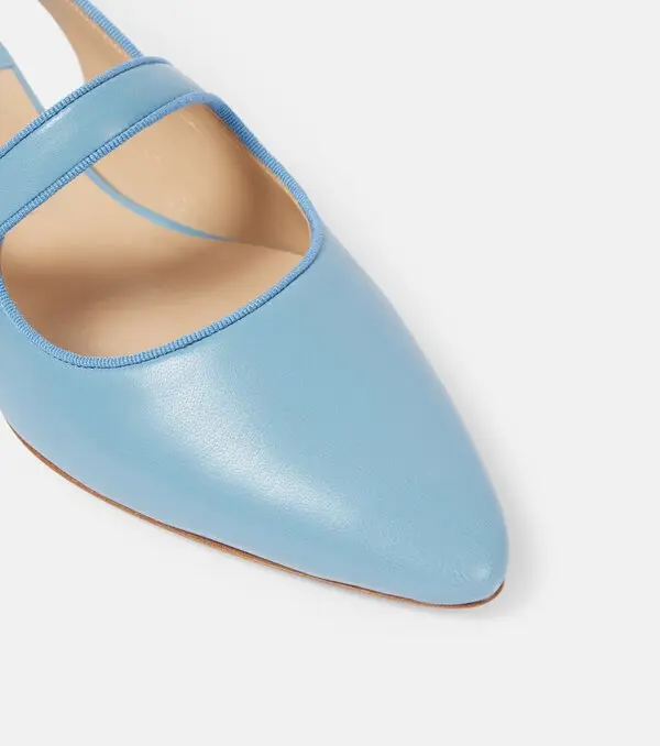 Manolo Blahnik Campariflatsli Leather Slingback Flats