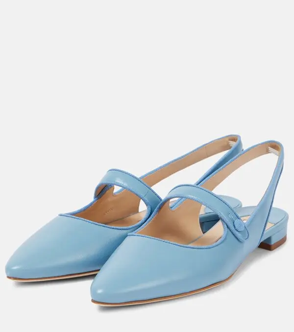 Manolo Blahnik Campariflatsli Leather Slingback Flats